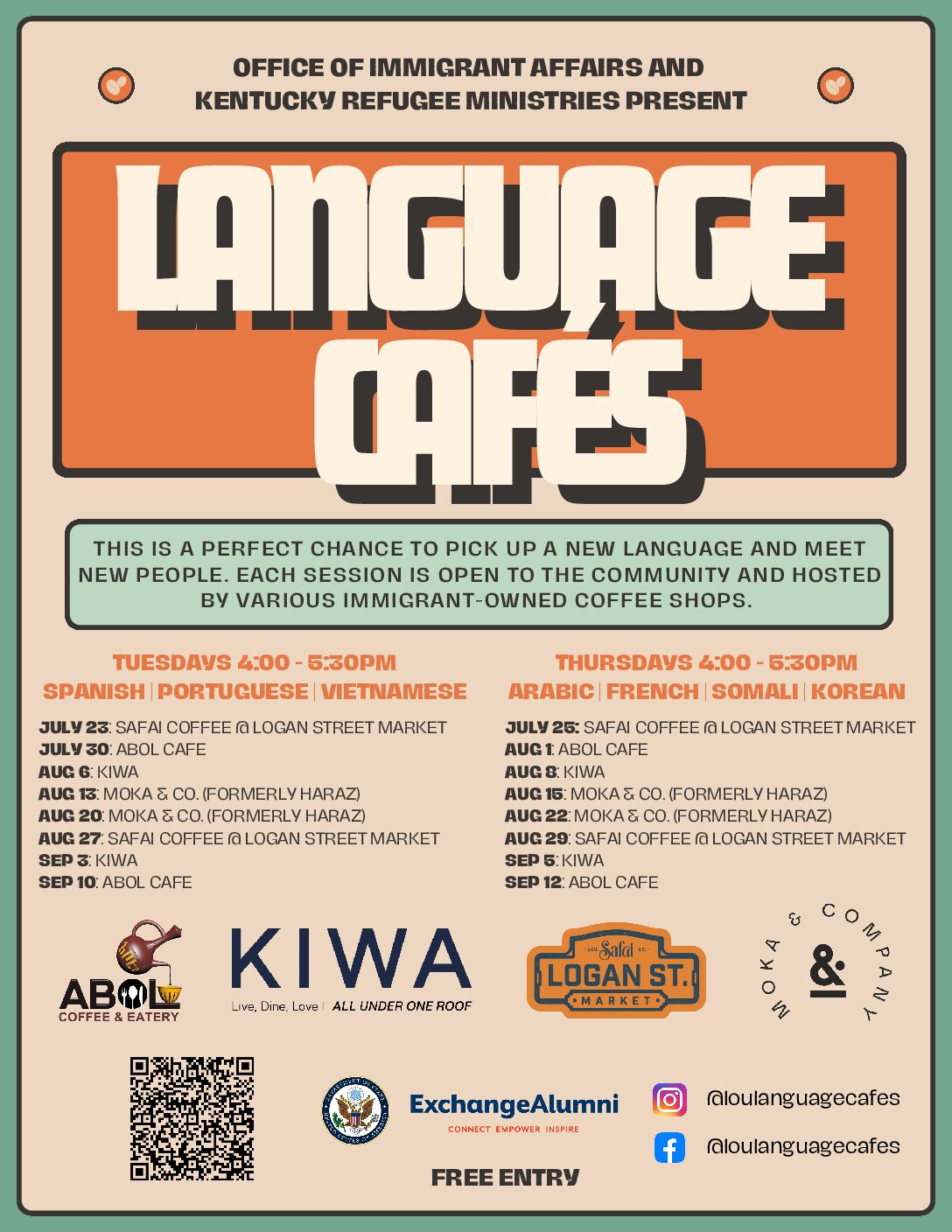 Language Cafe: Arabic, French, Somali and Korean - Kentucky Refugee ...